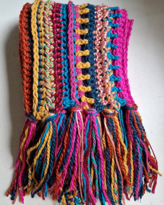 Toetie & Zo Handgemaakte Sjaal - Bohemian - Multicolor - Roze - Groen ...
