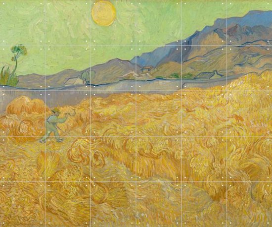 IXXI Korenveld met maaier en zon - Vincent van Gogh - Wanddecoratie - 100 x 120 cm | bol.com