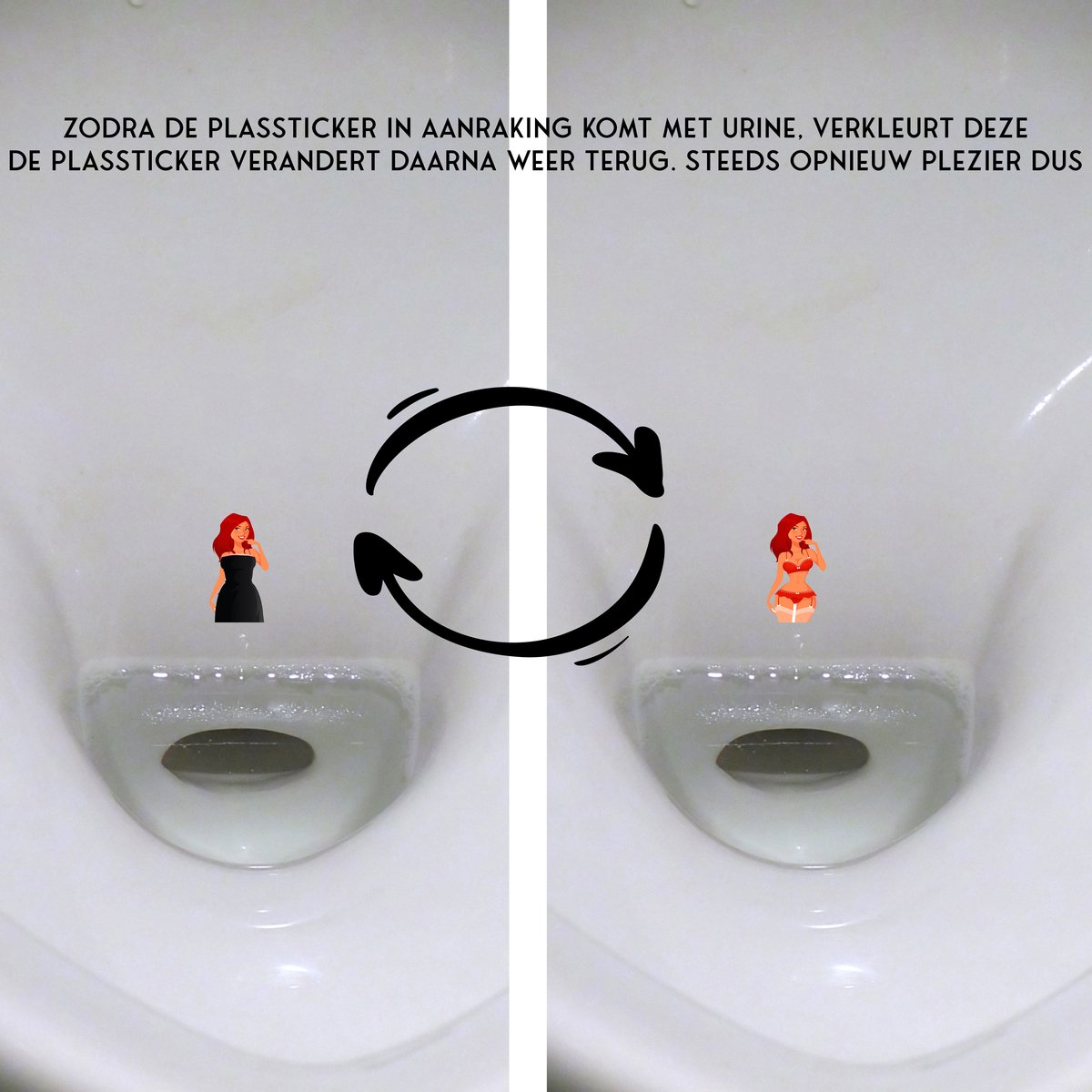 3 Verkleurende Plasstickers Pin Up Girl - Toiletstickers voor Mannen ...