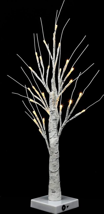 Flightmode- LED Berk Met Verlichting Batterij Aangedreven Wit Kunst Tak ...