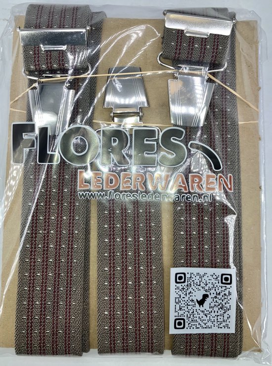 Bretels Ecru met rode streep met brede extra stevige sterke Clips | bol