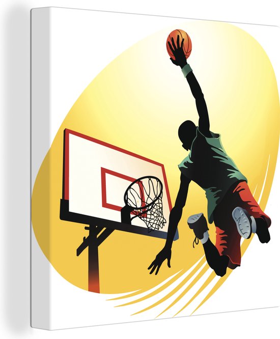 Basketbalspeler Dunkt Tekening Basketspeler Slamdunk In De