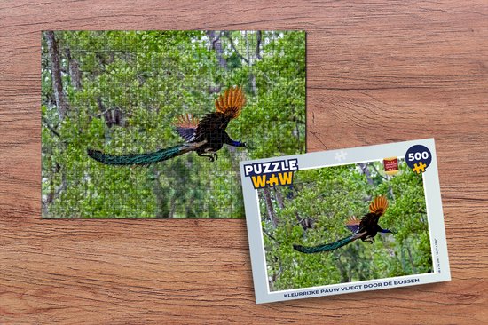 Puzzel Pauw - Vliegen - Bos - Blauw - Legpuzzel - Puzzel 500 stukjes | bol