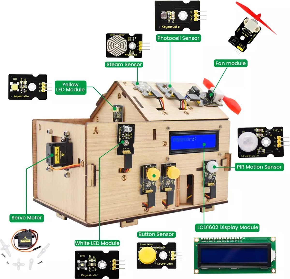 Keyestudio Smart Home Kit voor Arduino met vernieuwd “PLUS” moederbord ...