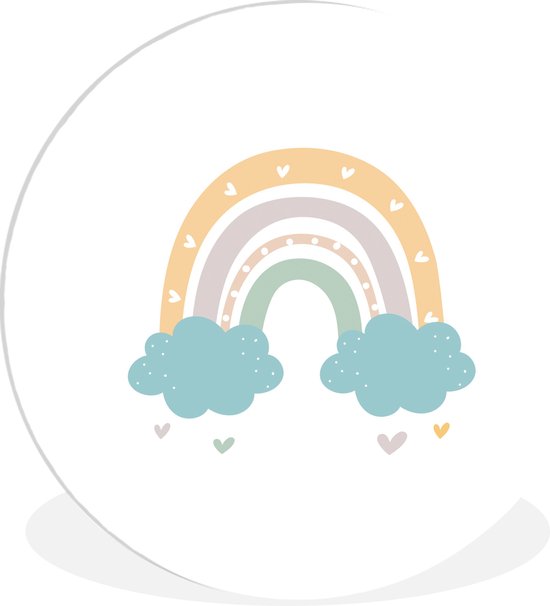 Wandcirkel kinderen - Kinderkamer decoratie - Regenboog - Hartjes ...