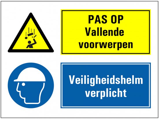 Vallende voorwerpen, veiligheidshelm verplicht bord 800 x 600 mm ...