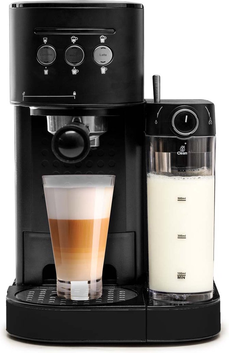 BluMill Koffiemachine - Pistonmachine - Incl. automatische melkschuimer ...