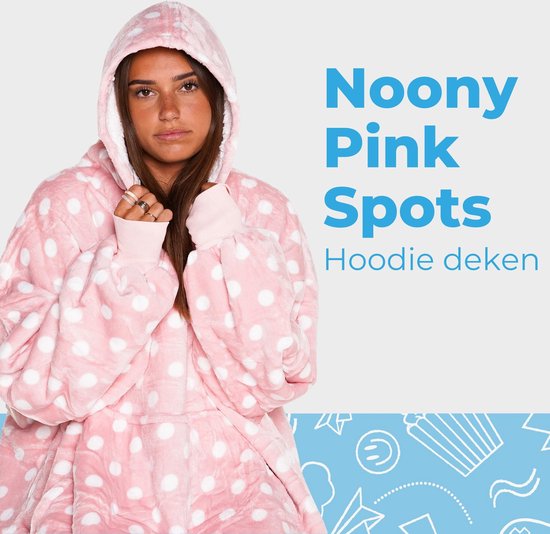 Noony Pink Spots oversized hoodie deken - Plaids met mouwen - Fleece ...