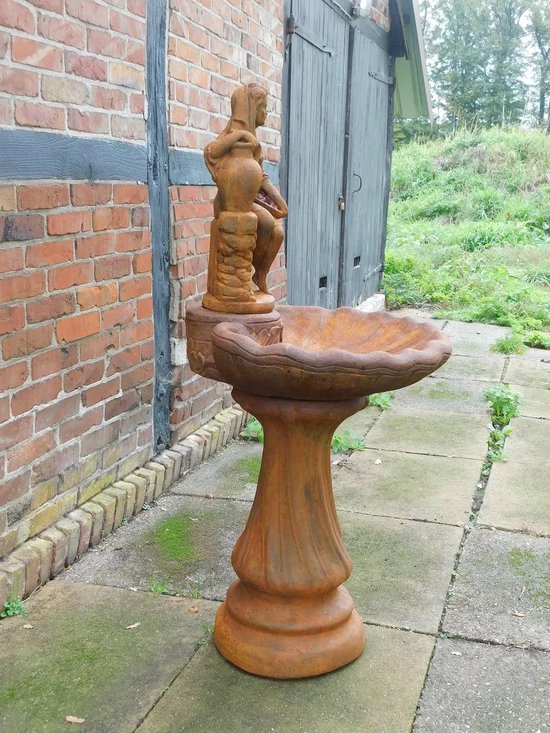 Tuinfontein steen met vrouwelijk beeld, fontein steen oxide | bol