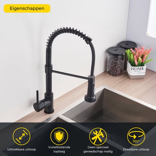 Keukenkraan Met Uittrekbare Uitloop Stylumo – Flexibele Slang – Handdouche – Mengkraan... | bol.com