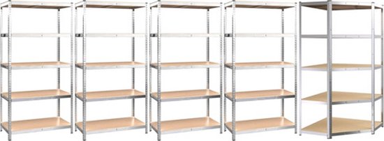 vidaXL - Opbergrekken - 5-laags - 5 - st - staal - en - bewerkt - hout ...