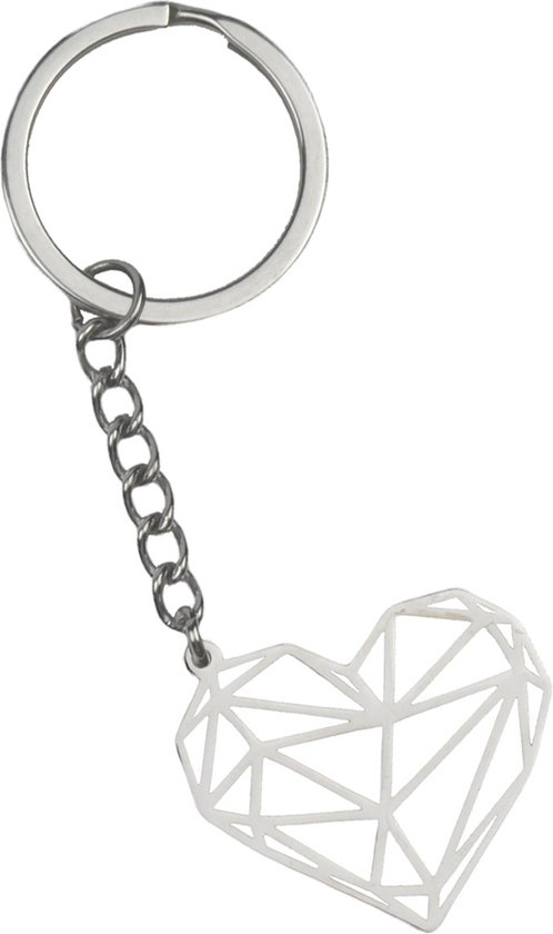 Sleutelhanger Metaal Geometrisch Patroon Metalen Sleutelhanger - Hart | bol