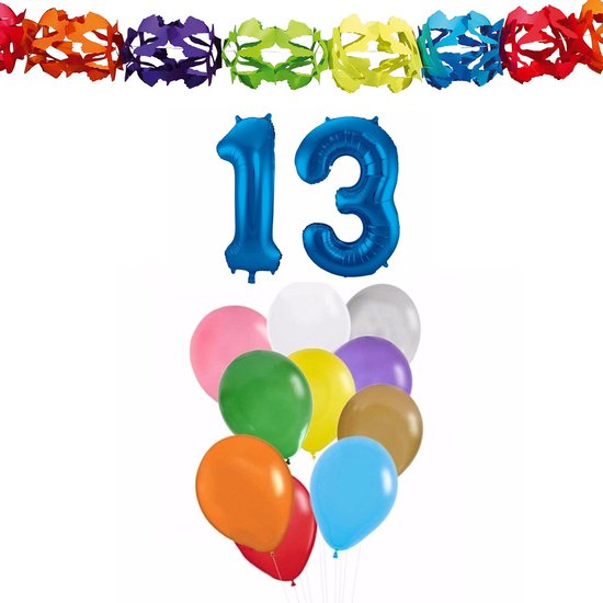 Folat Verjaardagversiering set - 13 jaar - opblaas cijfer/slingers ...