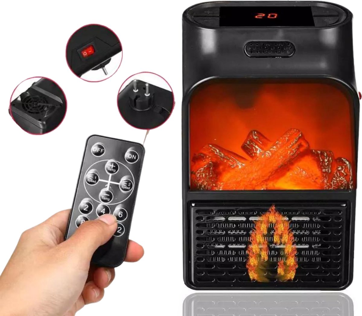 Currero Mini Kachel Elektrisch - Elektrische Kachel - Draagbare Kachel ...