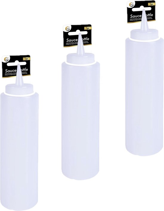 Sausflessen - doseerflessen - knijpfles - spuitfles - 3 stuks - 400 ml ...