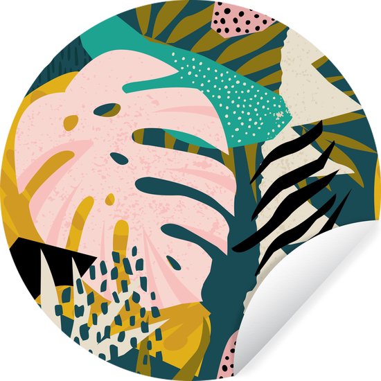 WallCircle - Muurstickers - Behangcirkel - Bladeren - Kleuren - Patroon - Meisjes -... | bol