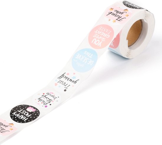 Sluitstickers - Sluitzegels - Verschillende Thank You Stickers - 38 mm - 500 stuks -... | bol.com