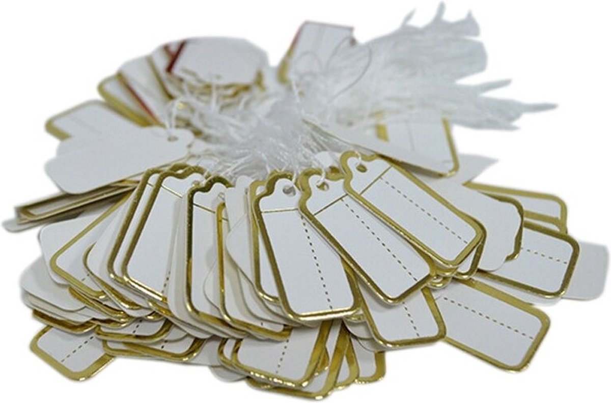 Prijskaartjes met koordje - 50 stuks x 2,6cm x 1,3cm - Goud ...