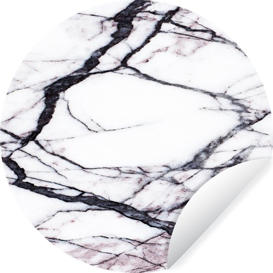 WallCircle - Muurstickers - Behangcirkel - Marmer - Wit - Zwart - ⌀ 30 cm - Muurcirkel... | bol