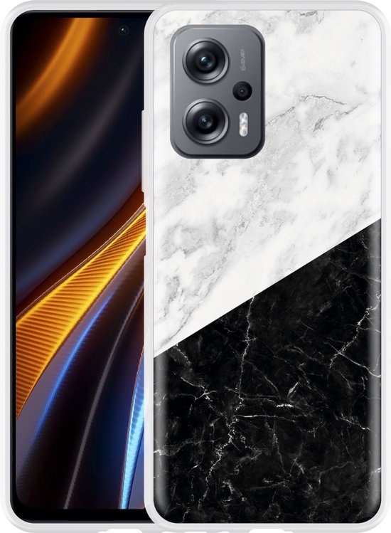 Poco X4 GT Hoesje Zwart Wit Marmer - Designed by Cazy | bol