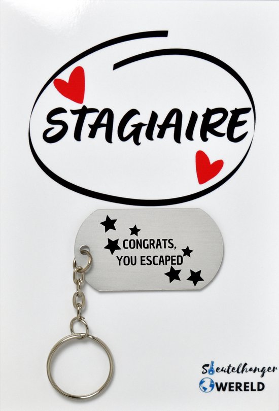 Congrats you escaped Sleutelhanger inclusief kaart – Stagiaire cadeau ...