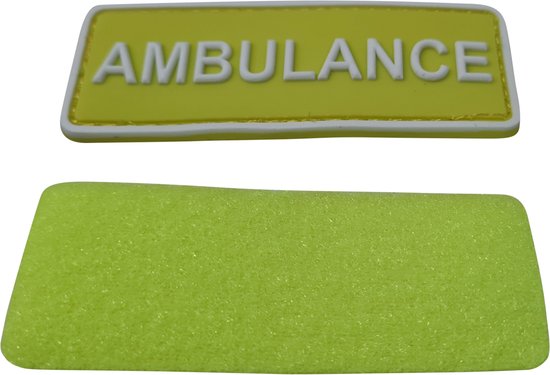 Muts (beanie) AMBULANCE fluogeel met glow in the dark 3D velcropatch ...