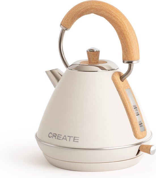 CREATE KETEL RETRO M - Waterkoker 1L - Gebroken wit | bol.com
