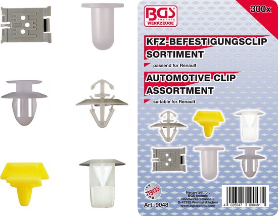 BGS Assortiment bevestigingsclips voor Renault 300 delig | bol