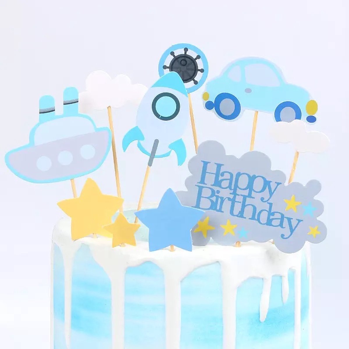 Voertuigen Taart Versiering - Happy Birthday Taart Topper ...