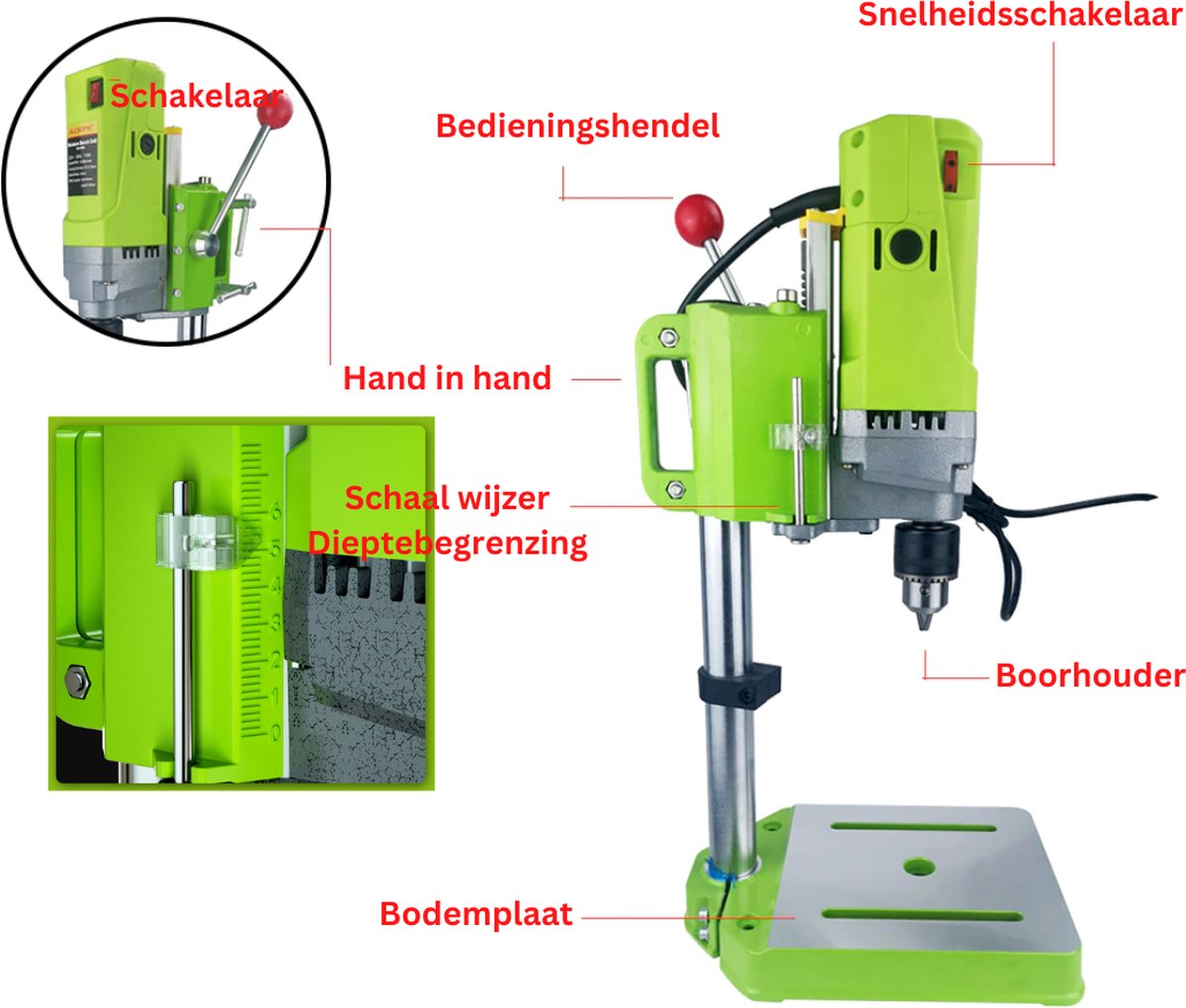 Kolomboormachine – Kolomboormachine Tafelmodel - 6 Versnellingen – 710W ...