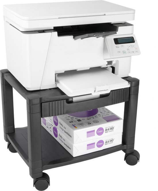 PrimeMatik - Bijzettafel 2 niveaus voor printer met wielen en lade ...
