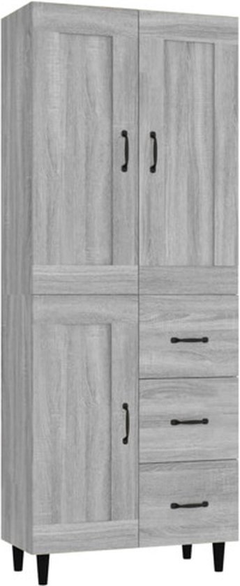vidaXL Hoge kast bewerkt hout grijs sonoma eikenkleurig | bol.com