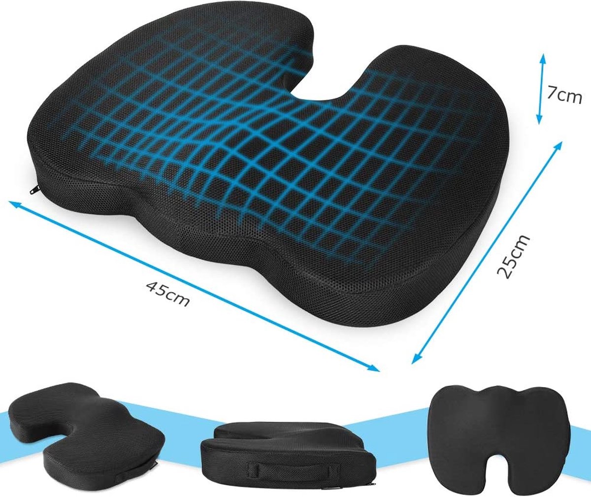 Stuitbeen Kussen Traagschuim Zitkussen Ergonomisch Kussen voor Kantoor ...