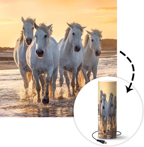 Lamp - Nachtlampje - Tafellamp slaapkamer - Paarden - Water - Strand ...