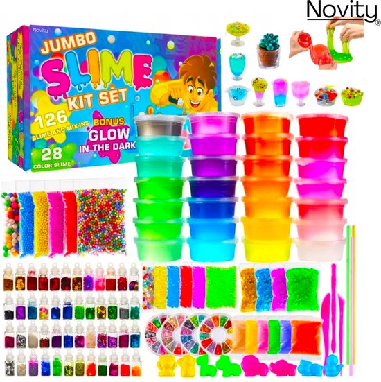 Novity® 128-delige XXL Slijm pakket - Slijm maken voor kinderen - Slijm ...