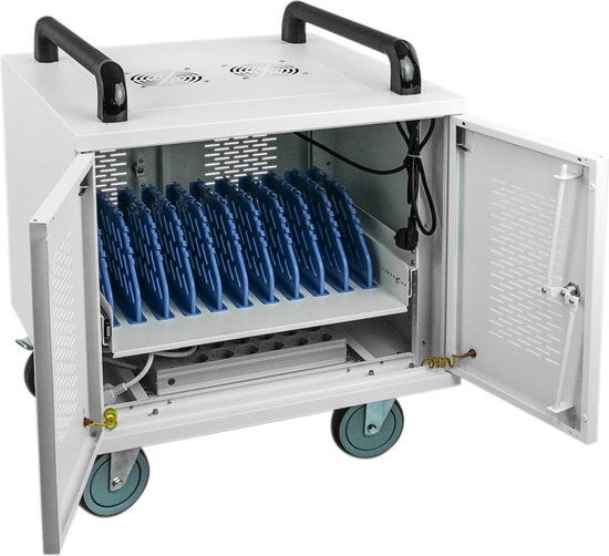 RackMatic - Oplaad- en transportkast voor 10 tablets en laptops wit met ...