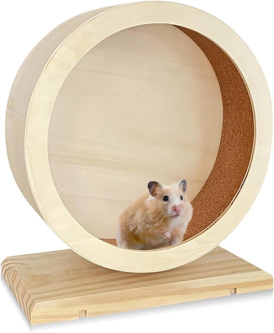 Houten hamsterwiel - stille hamsterfiets voor rust en beweging - Bogie Wheel voor... | bol
