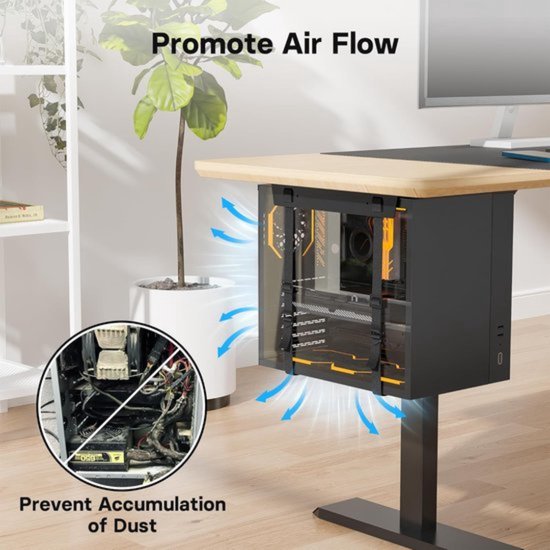 Verstelbare PC Houder voor Onder Bureau - Stalen CPU Riemen tot 20 kg ...