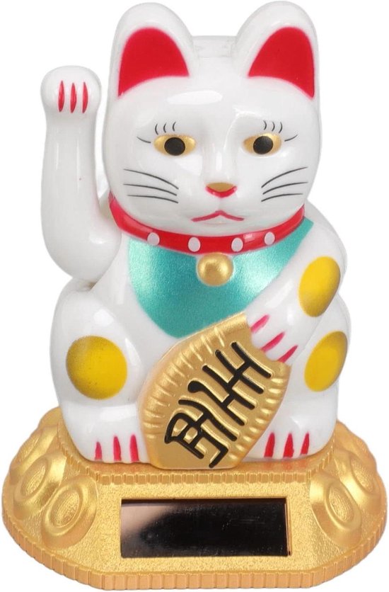 Lucky Cat Zonne-energie Fortune Cat 3.15Inch Rijkdom Maneki Neko Feng ...