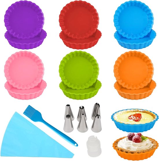 12 Pieces Small Silicone Cake Molds - 11cm Mini Cake Molds with Spray ...