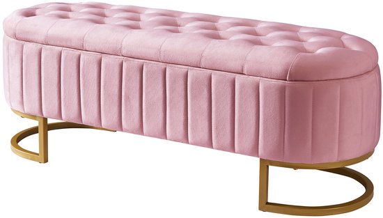 Merax Fluwelen Opbergbank 120x40 cm – Zitbank met Opbergruimte ...