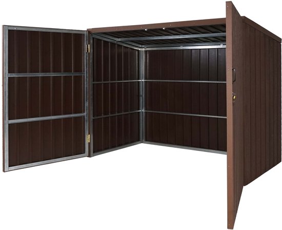 WPC fietsgarage MCW-J29, gereedschapsschuur fietsdoos, metaal hout look ...