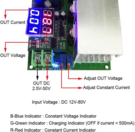 Step-down Power Module 20A 600W CVCC Buck Converter DC 12V-80V to DC 2 ...