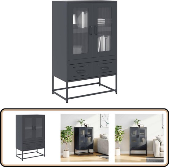 vidaXL Hoge Kast Antraciet Staal 68x39x111,5 cm Hoge Kast - Opslagkast ...