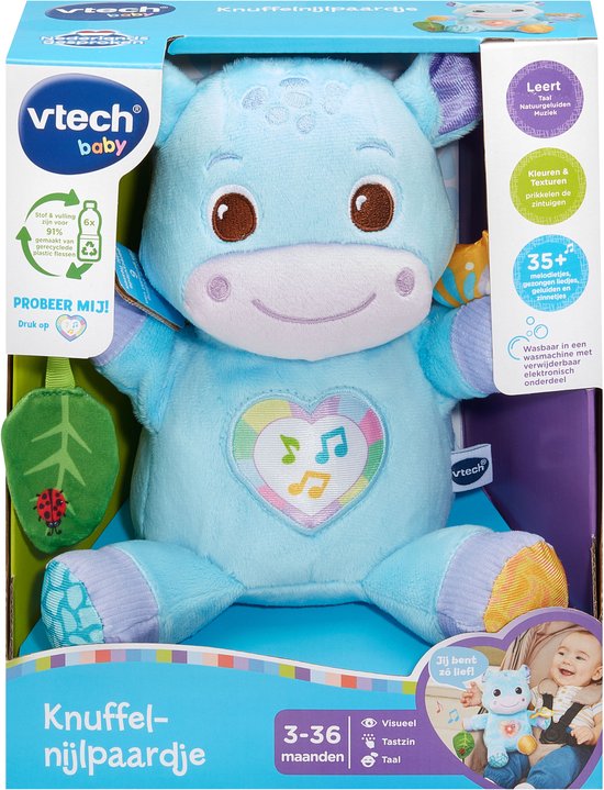 VTech Baby Knuffelnijlpaardje - Interactieve Knuffel - 35+ Melodietjes ...