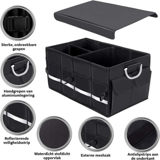 Auto Kofferbak Organizer met Deksel - Opvouwbaar, Waterdicht, Praktisch ...