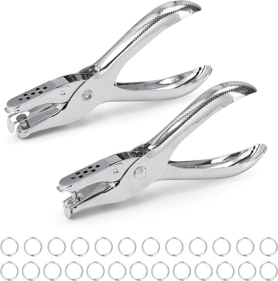 Mini-perforator handheld enkel gat - Metaal - 2 maten - 25 binderringen ...