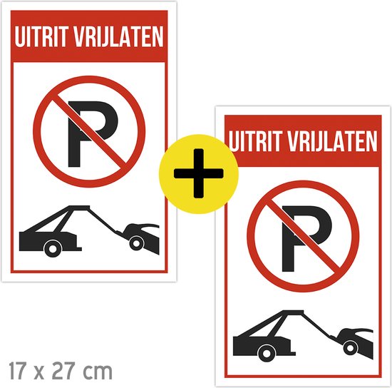 Pictogram/ bord (2x) | "Uitrit vrijlaten" | 17 x 27 cm | Voordeel pack ...