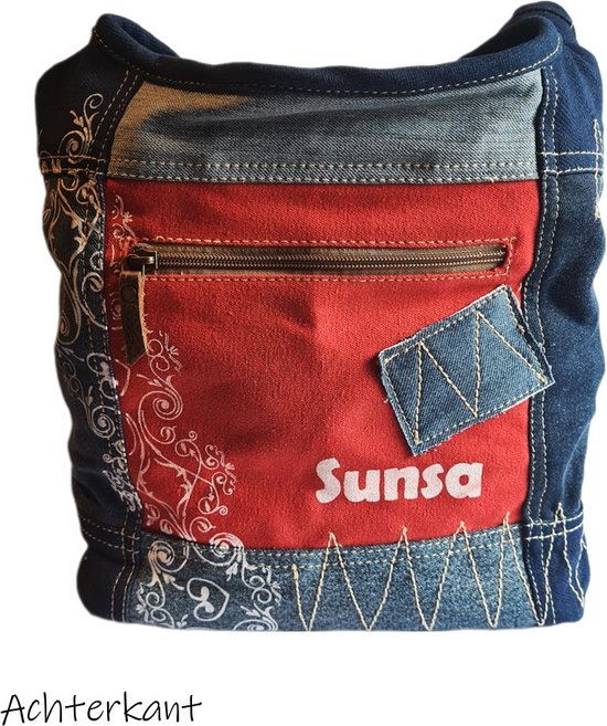 Sunsa-Tas-Hobo-Denim-Canvas-Leer-gerecyclede... | bol