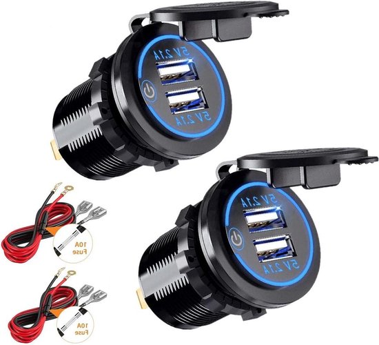 Dubbel stopcontact voor USB-oplader 5 V/42 A met schakelaar - Geschikt ...